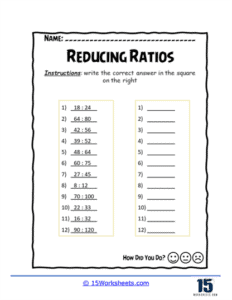 Reducing Ratios Worksheets - 15 Worksheets.com