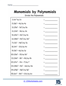 Monomials And Polynomials Worksheets - 15 Worksheets.com