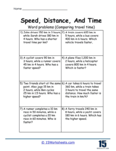 Speed, Distance, And Time Worksheets | Motion Math - 15 Worksheets.com