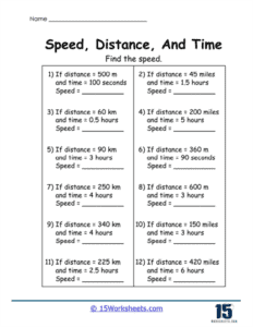 Speed, Distance, And Time Worksheets | Motion Math - 15 Worksheets.com