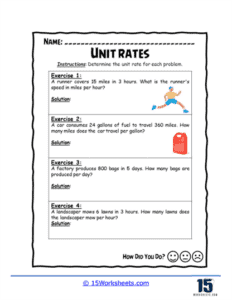 Unit Rates Worksheets - 15 Worksheets.com