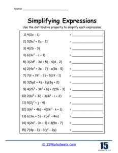 Simplifying Expressions Worksheets - 15 Worksheets.com