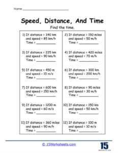 Speed, Distance, And Time Worksheets | Motion Math - 15 Worksheets.com