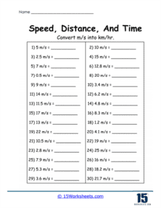 Speed, Distance, And Time Worksheets | Motion Math - 15 Worksheets.com