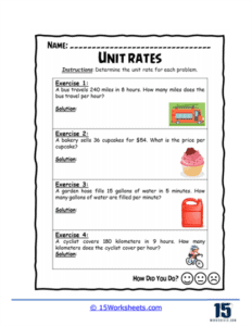 Unit Rates Worksheets - 15 Worksheets.com