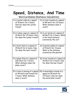 Speed, Distance, And Time Worksheets | Motion Math - 15 Worksheets.com