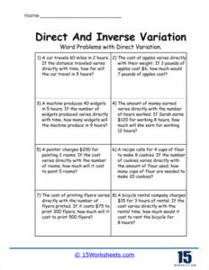 Direct And Inverse Variation Worksheets - 15 Worksheets.com