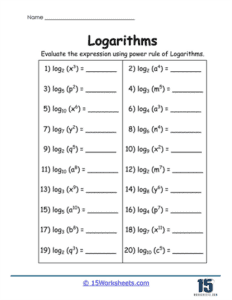 Logarithms Worksheets - 15 Worksheets.com