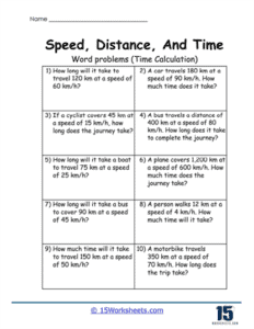 Speed, Distance, And Time Worksheets | Motion Math - 15 Worksheets.com