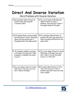 Direct And Inverse Variation Worksheets - 15 Worksheets.com