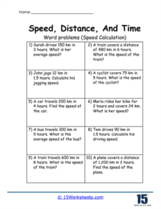 Speed, Distance, And Time Worksheets | Motion Math - 15 Worksheets.com