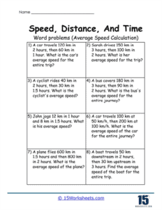 Speed, Distance, And Time Worksheets | Motion Math - 15 Worksheets.com