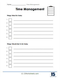 Time Management Worksheets | Boost Productivity - 15 Worksheets.com