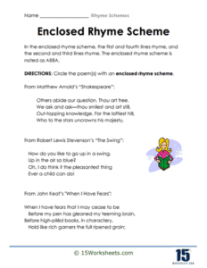 Rhyme Schemes Worksheets - 15 Worksheets.com