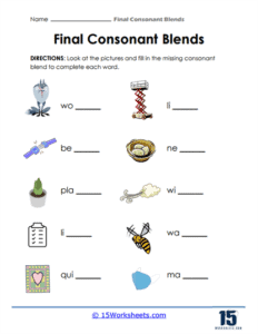Final Consonant Blends Worksheets - 15 Worksheets.com