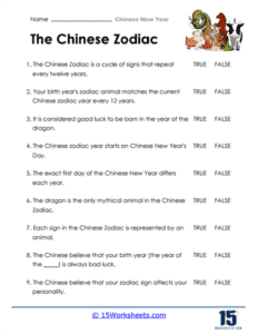 Chinese New Year Worksheets - 15 Worksheets.com