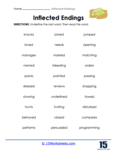 Inflected Endings Worksheets - 15 Worksheets.com