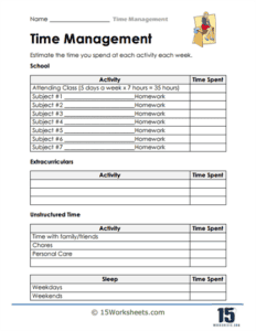 Time Management Worksheets | Boost Productivity - 15 Worksheets.com
