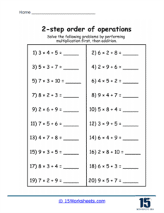 Two Step Order of Operations Worksheets - 15 Worksheets.com