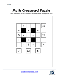 Math Crossword Puzzles Worksheets - 15 Worksheets.com