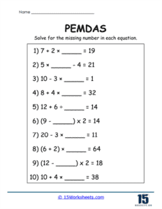 PEMDAS Worksheets - 15 Worksheets.com