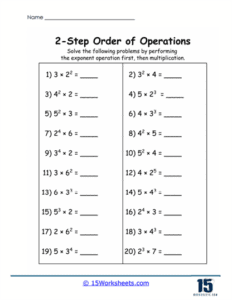 Two Step Order of Operations Worksheets - 15 Worksheets.com