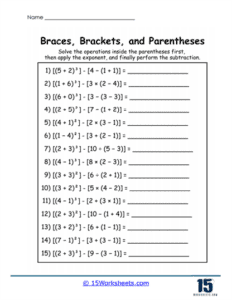 Braces, Brackets, and Parentheses Worksheets - 15 Worksheets.com