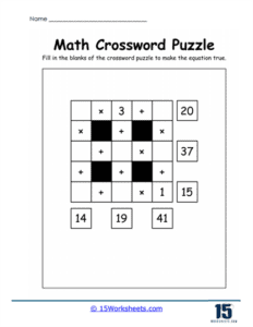 Math Crossword Puzzles Worksheets - 15 Worksheets.com