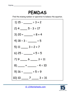 PEMDAS Worksheets - 15 Worksheets.com