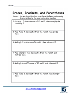 Braces, Brackets, and Parentheses Worksheets - 15 Worksheets.com