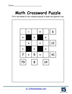 Math Crossword Puzzles Worksheets - 15 Worksheets.com