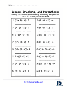 Braces, Brackets, and Parentheses Worksheets - 15 Worksheets.com