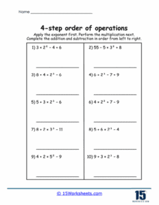 Four Step Order of Operations Worksheets - 15 Worksheets.com