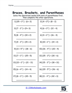Braces, Brackets, and Parentheses Worksheets - 15 Worksheets.com
