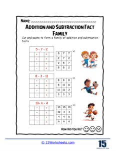Add and Subtract Fact Families Worksheets - 15 Worksheets.com