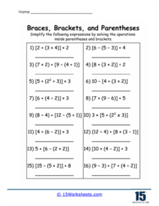 Braces, Brackets, and Parentheses Worksheets - 15 Worksheets.com