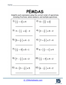PEMDAS Worksheets - 15 Worksheets.com
