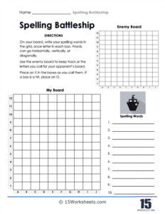 Spelling Battleship Worksheets - 15 Worksheets.com