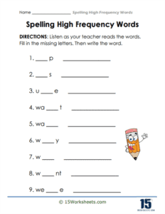 High Frequency Spelling Words Worksheets - 15 Worksheets.com