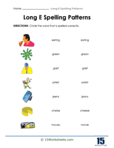 Long E Spelling Pattern Worksheets - 15 Worksheets.com