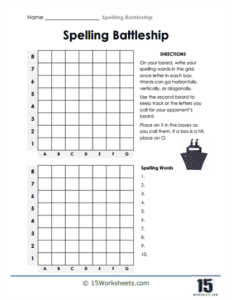 Spelling Battleship Worksheets - 15 Worksheets.com