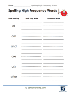 High Frequency Spelling Words Worksheets - 15 Worksheets.com