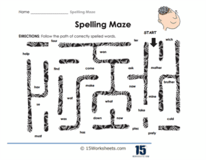 Spelling Maze Worksheets - 15 Worksheets.com