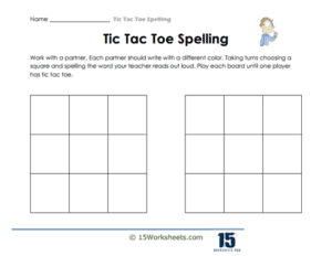 Tic Tac Toe Spelling Worksheets - 15 Worksheets.com