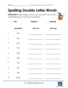 Spelling Double Letters Worksheets - 15 Worksheets.com