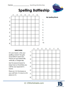 Spelling Battleship Worksheets - 15 Worksheets.com