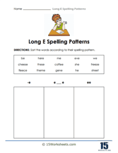 Long E Spelling Pattern Worksheets - 15 Worksheets.com