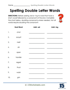 Spelling Double Letters Worksheets - 15 Worksheets.com
