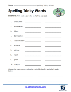 Spelling Tricky Words Worksheets - 15 Worksheets.com