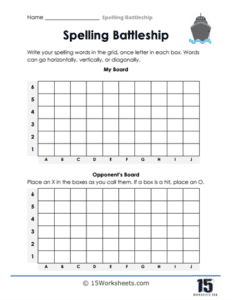 Spelling Battleship Worksheets - 15 Worksheets.com